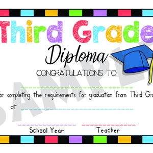 Third Grade Diploma Fill in the Blanks by Hand PRINT AT HOME | Etsy