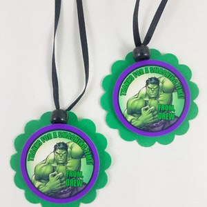 Personalized Incredible Hulk 2" Scallop Birthday Party Thank You Favor ...