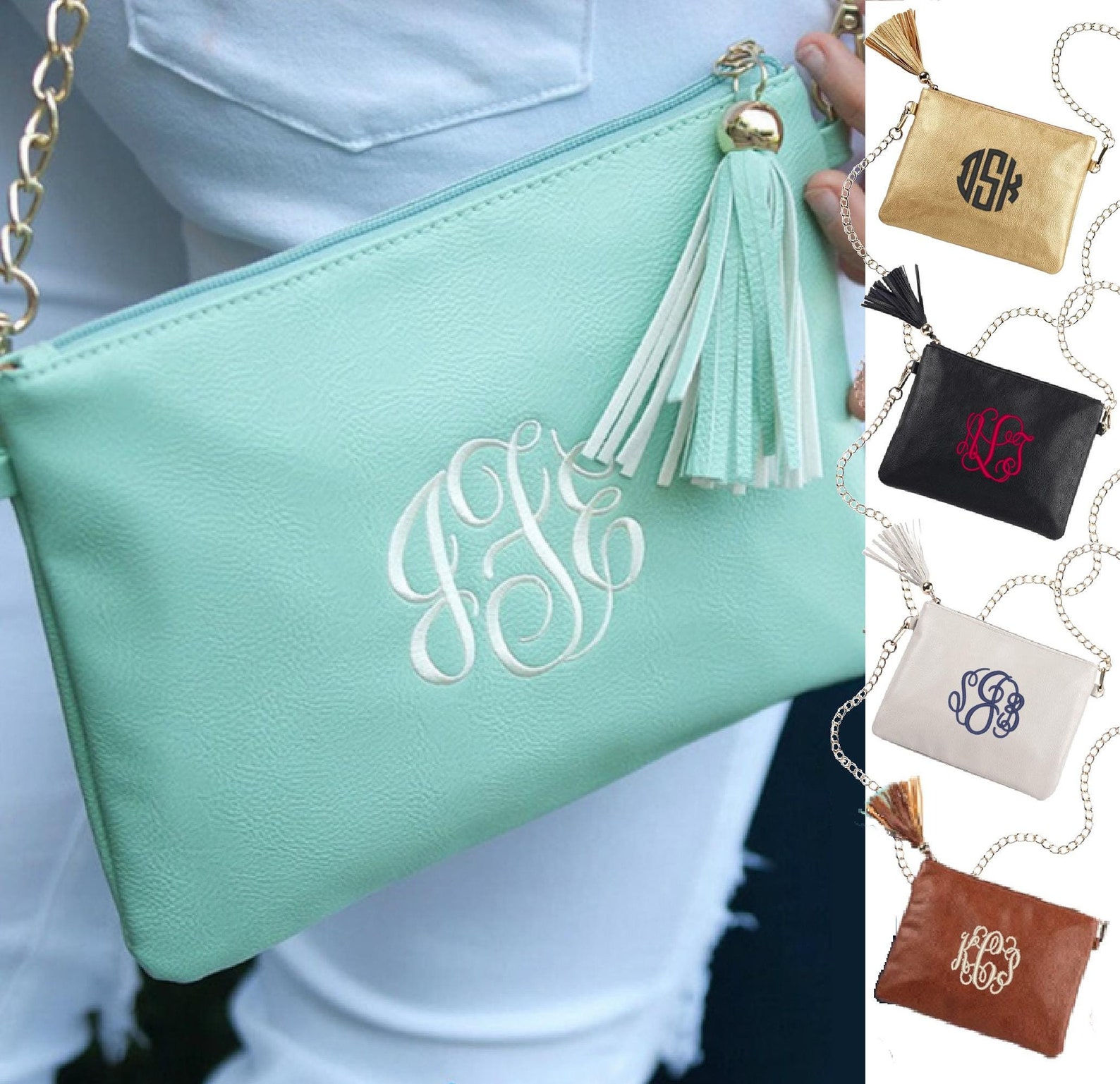 Vegan Leather Wristlet Purse Viv & Lou®, Monogram Purse, Personalized ...
