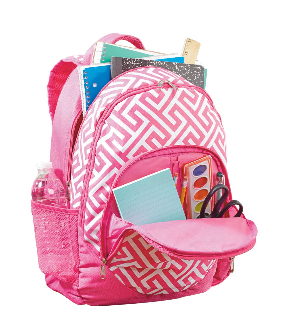 Pink Greek Key Backpack Lunch Bag Combo With Monogram for Back - Etsy