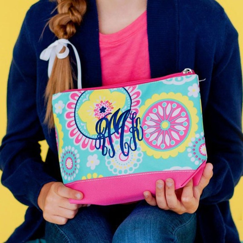 Pink Piper Monogram Tote Bag in Hot Pink With Mint Navy - Etsy