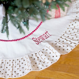 Gold Dot Tree Skirt, Monogram Tree Skirt, Christmas Tree Skirt, Tree ...