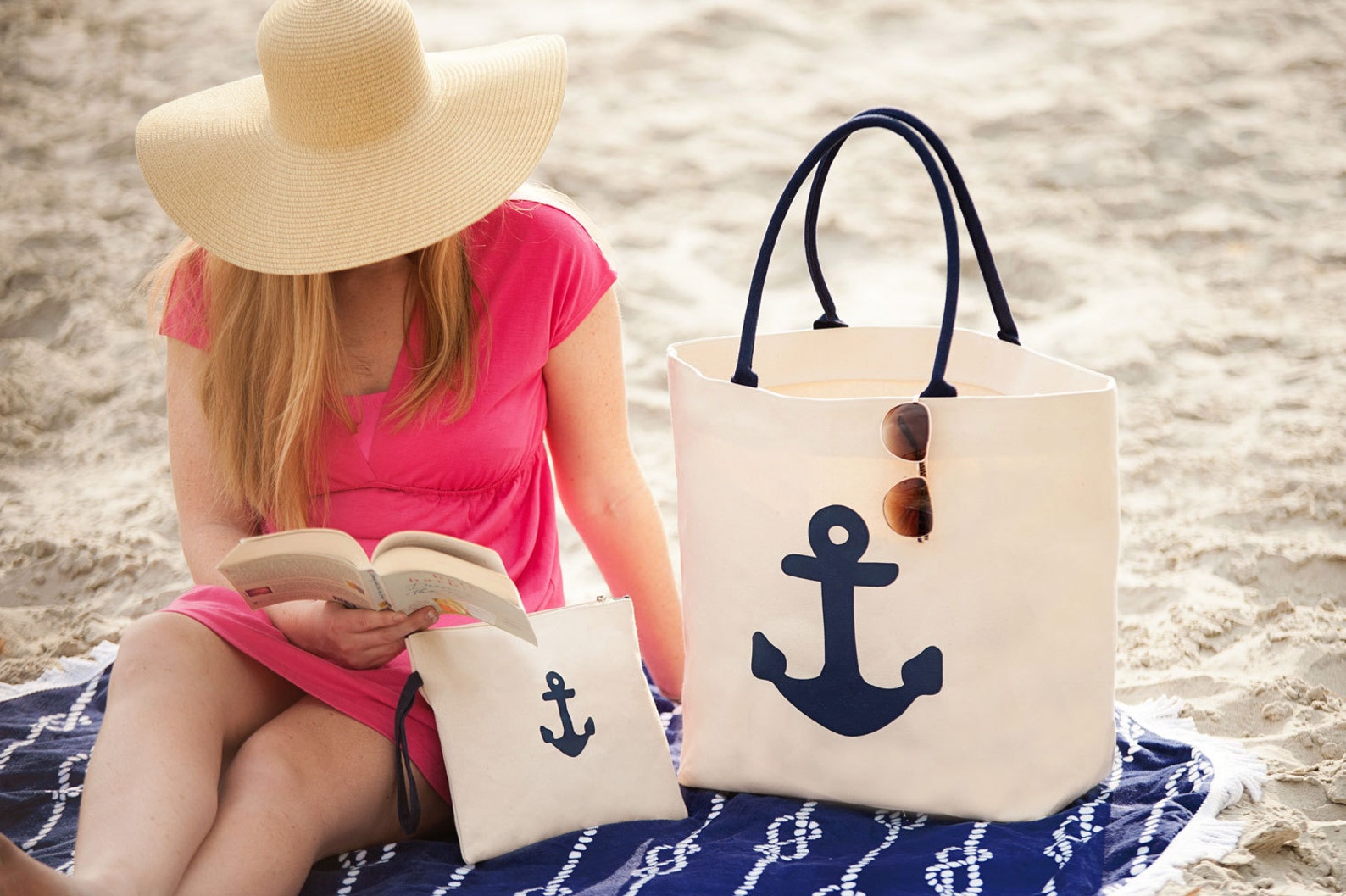 Viv & Lou® Monogram Canvas Bag, Anchor Canvas Bag, Anchor Zip Pouch ...