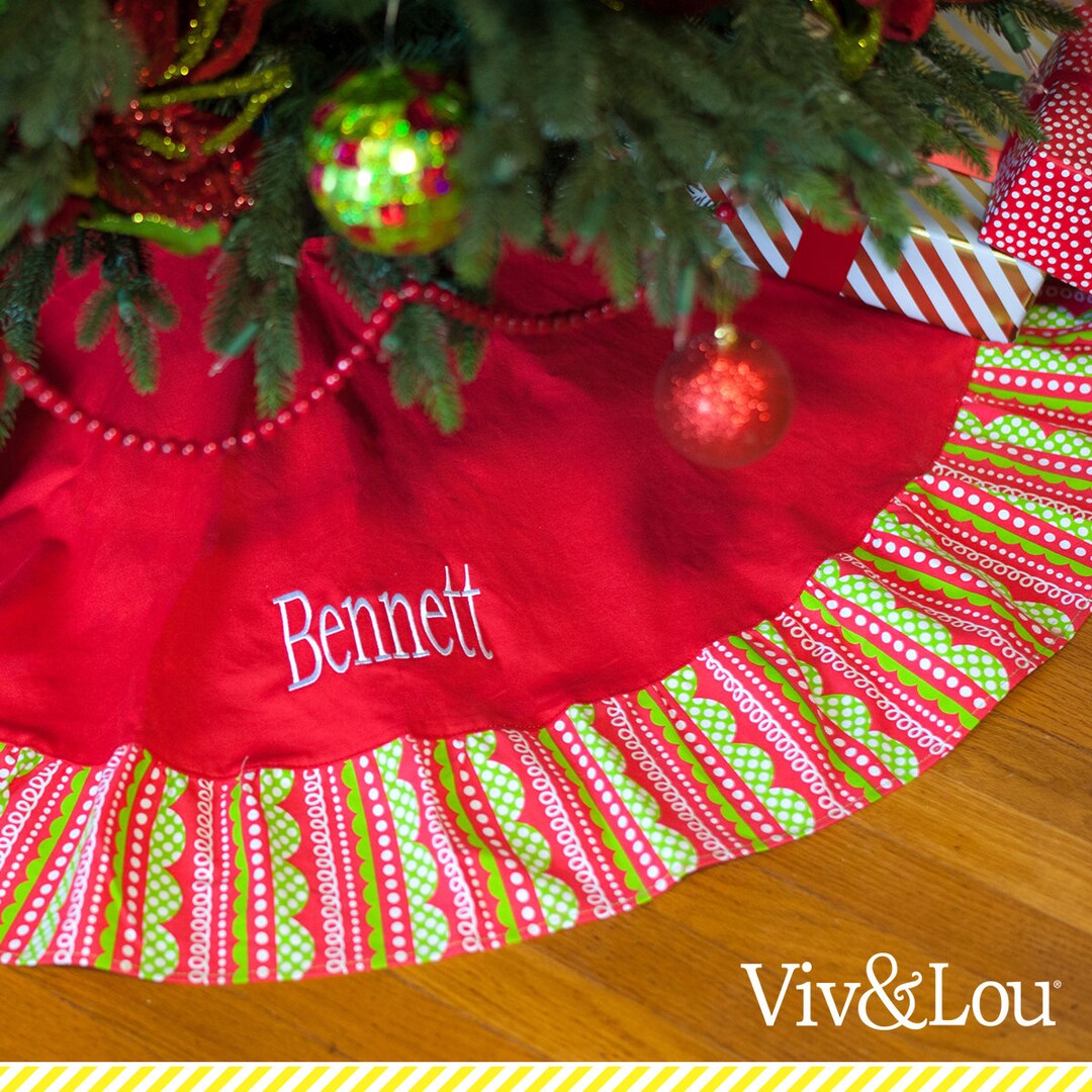 Holly Jolly Tree Skirt, Monogram Tree Skirt, Christmas Tree Skirt, Tree ...