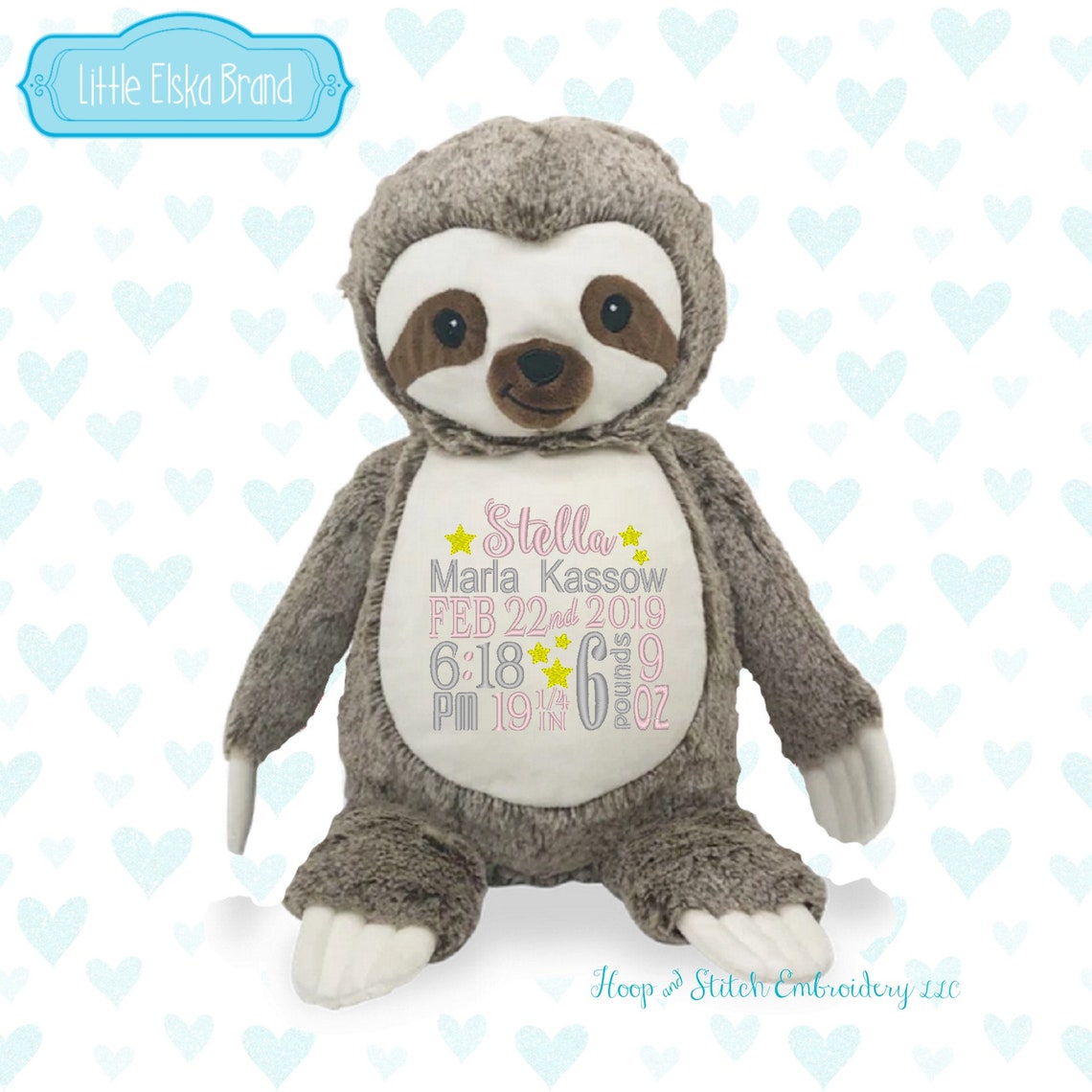 Sloth Personalized Stuffie Plush Keepsake Birth Irthday | Etsy