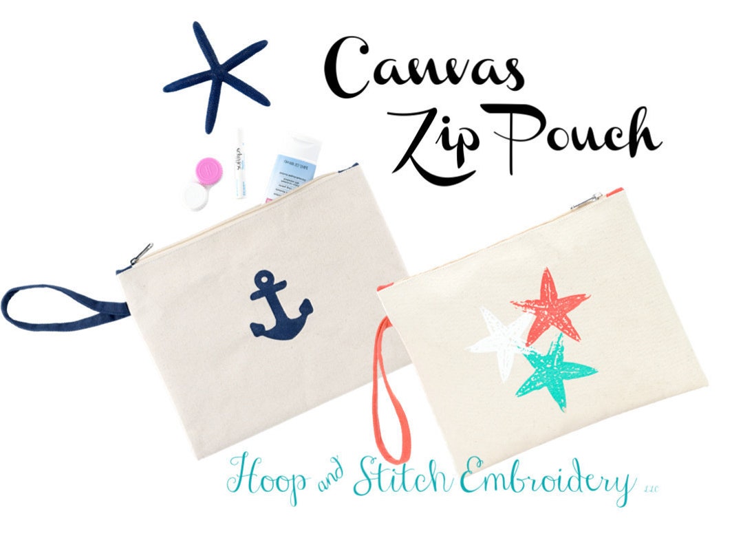 Viv & Lou® Monogram Canvas Bag, Anchor Canvas Bag, Anchor Zip Pouch ...