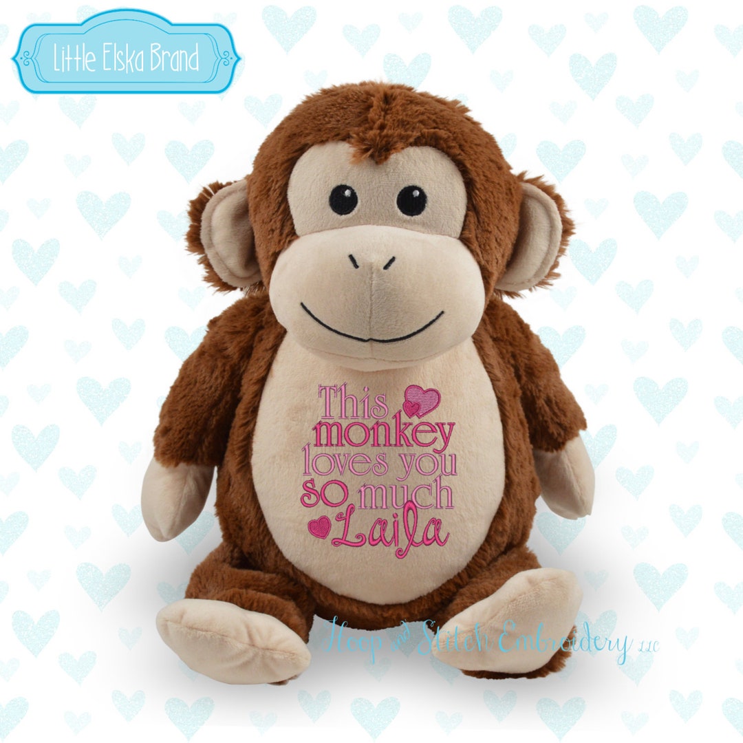 Monkey Personalized Stuffie Plush, Little Elska, Birthday, Graduation ...