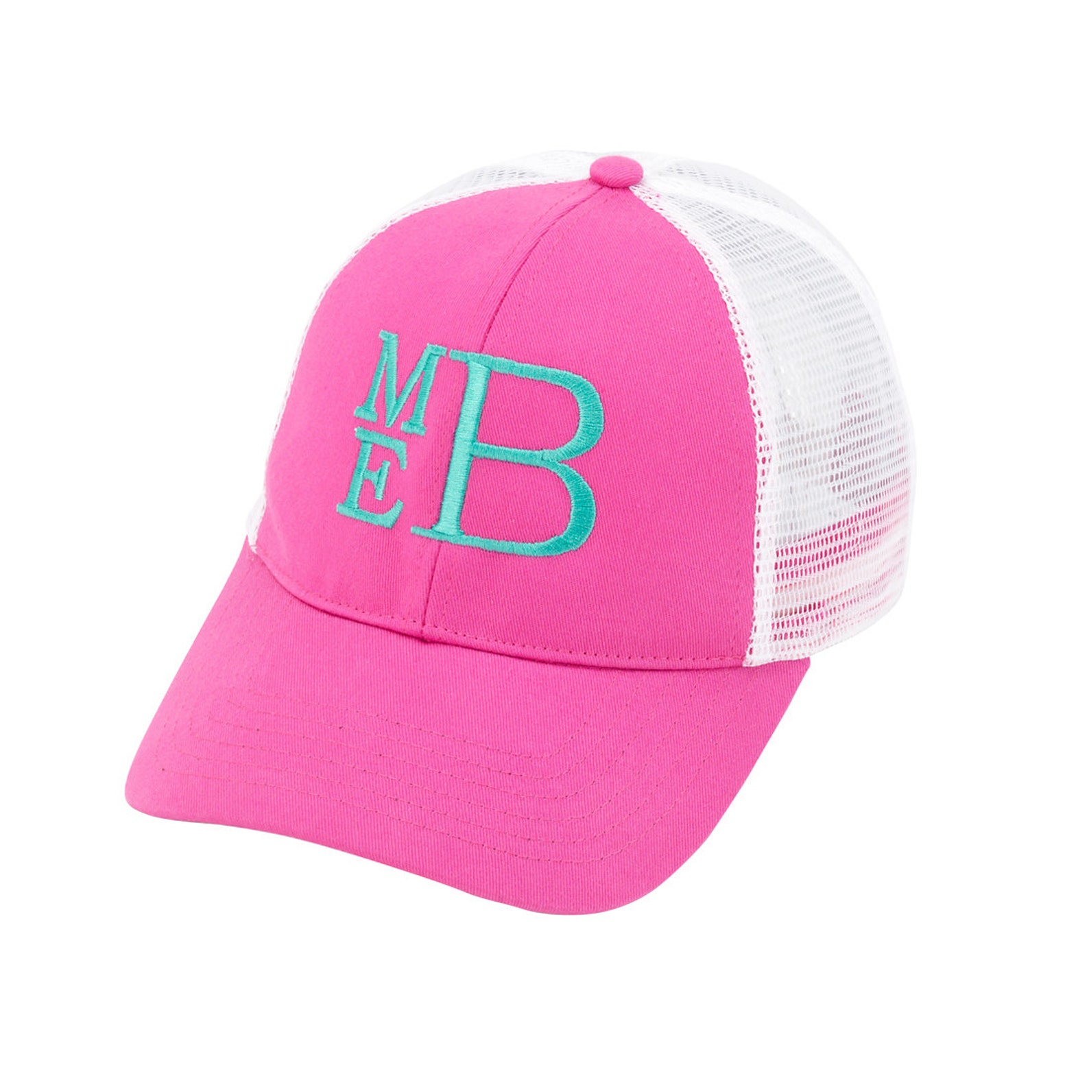 Monogram Trucker Hat, Hot Pink Hat, Mint Trucker, Navy Trucker, Coral ...