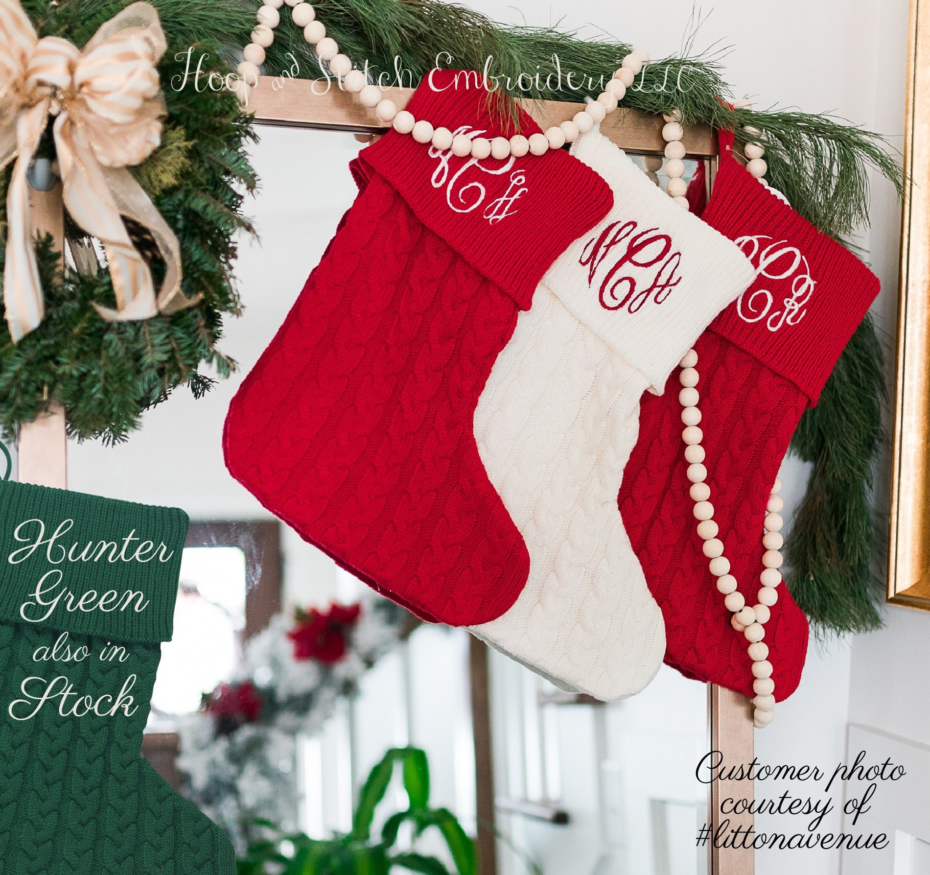 Knit Stocking Cable Knit Monogram Stocking Monogram | Etsy