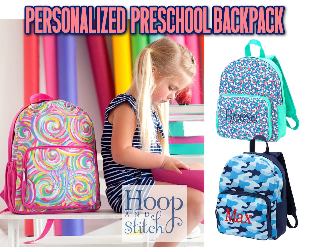 Preschool Backpack Monogram, Pink Preschool Backpack, Blue Preschool ...