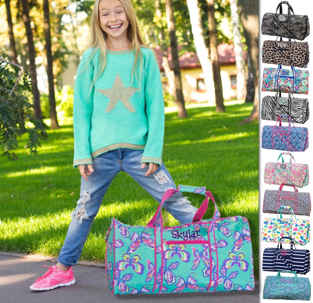 Girls Duffel Bag With Monogram, Personalized Duffel Bag, Monogram ...
