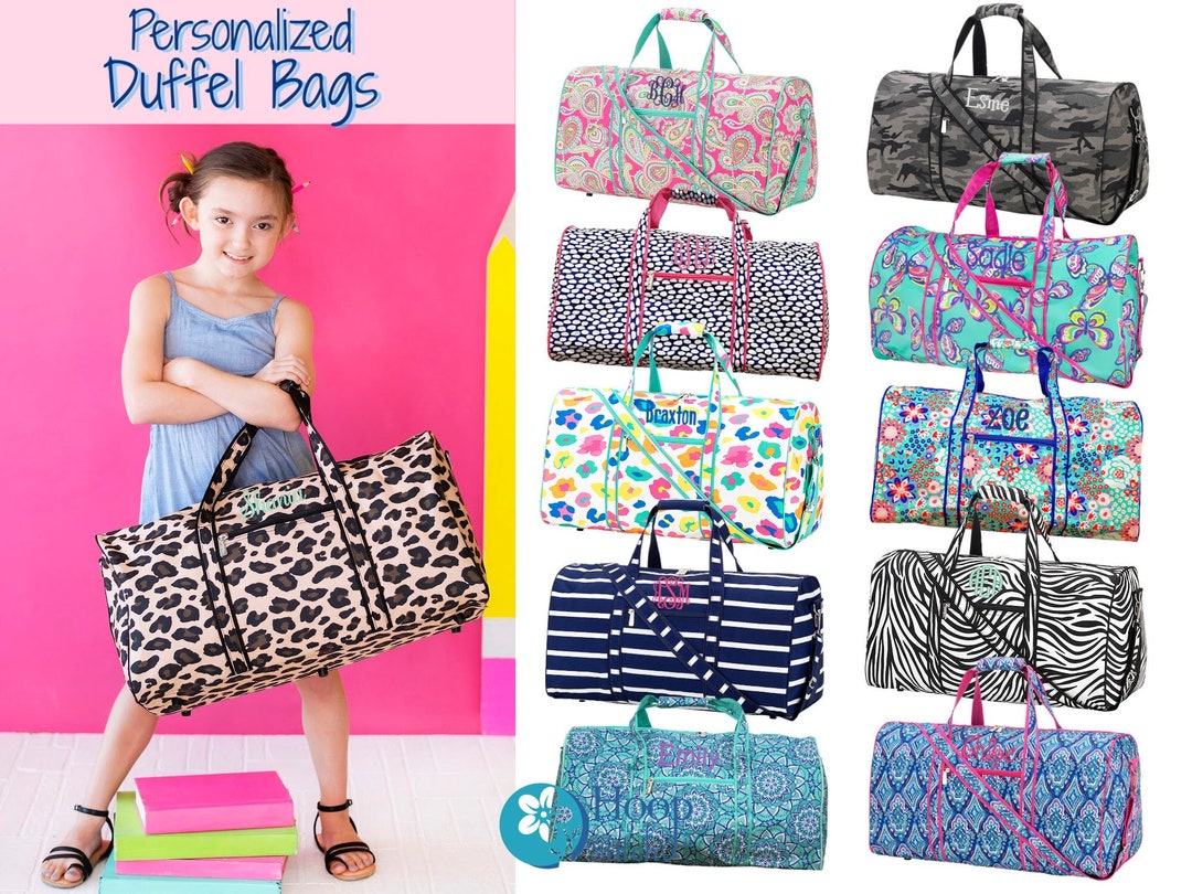 Girls Duffel Bag With Monogram, Personalized Duffel Bag, Monogram ...