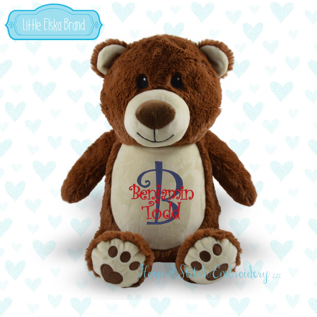 Furry Brown Bear Personalized Stuffie Plush Keepsake Birth, Birthday ...