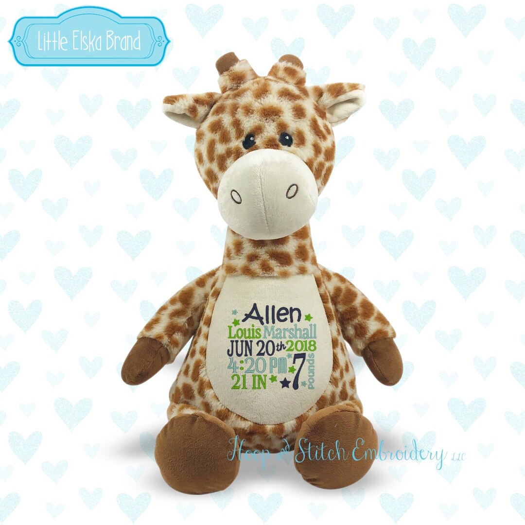 Giraffe Personalized Stuffie Plush Keepsake Birth, Birthday, Graduation ...