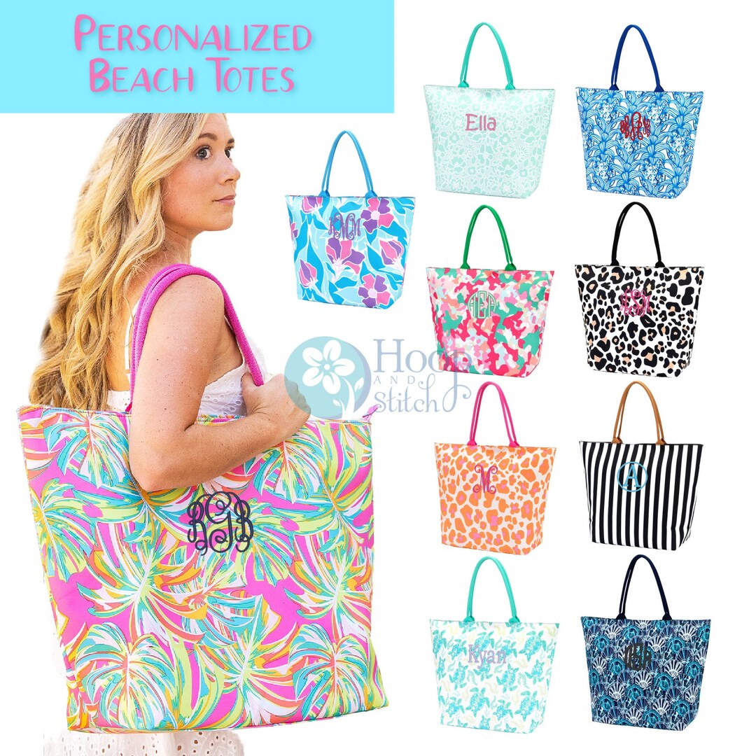 Beach Tote Viv & Lou® With Monogram, Monogram Beach Tote, Monogram ...