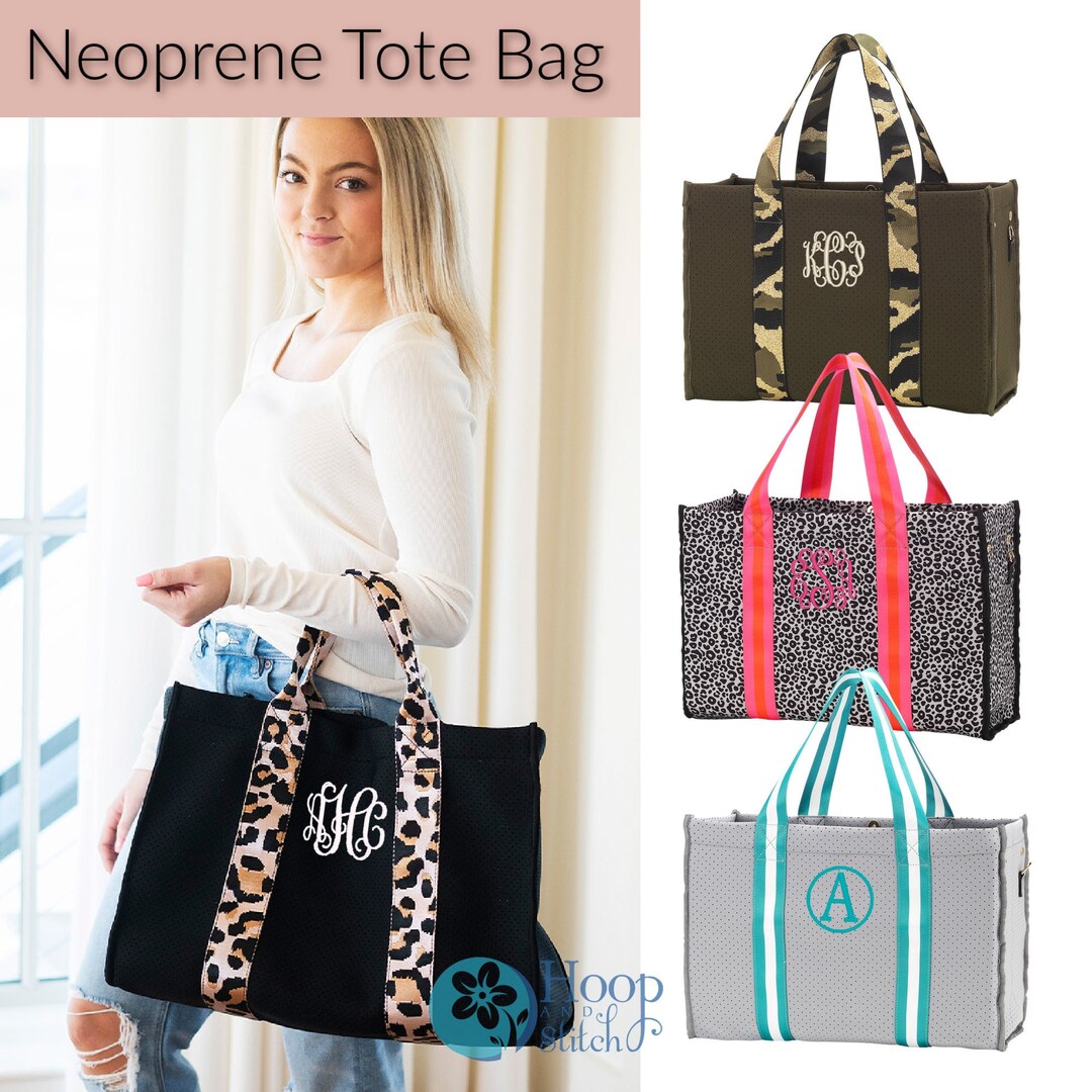 Personalized Neoprene Tote, Neoprene Bag, Monogram Neoprene Tote, Gray ...