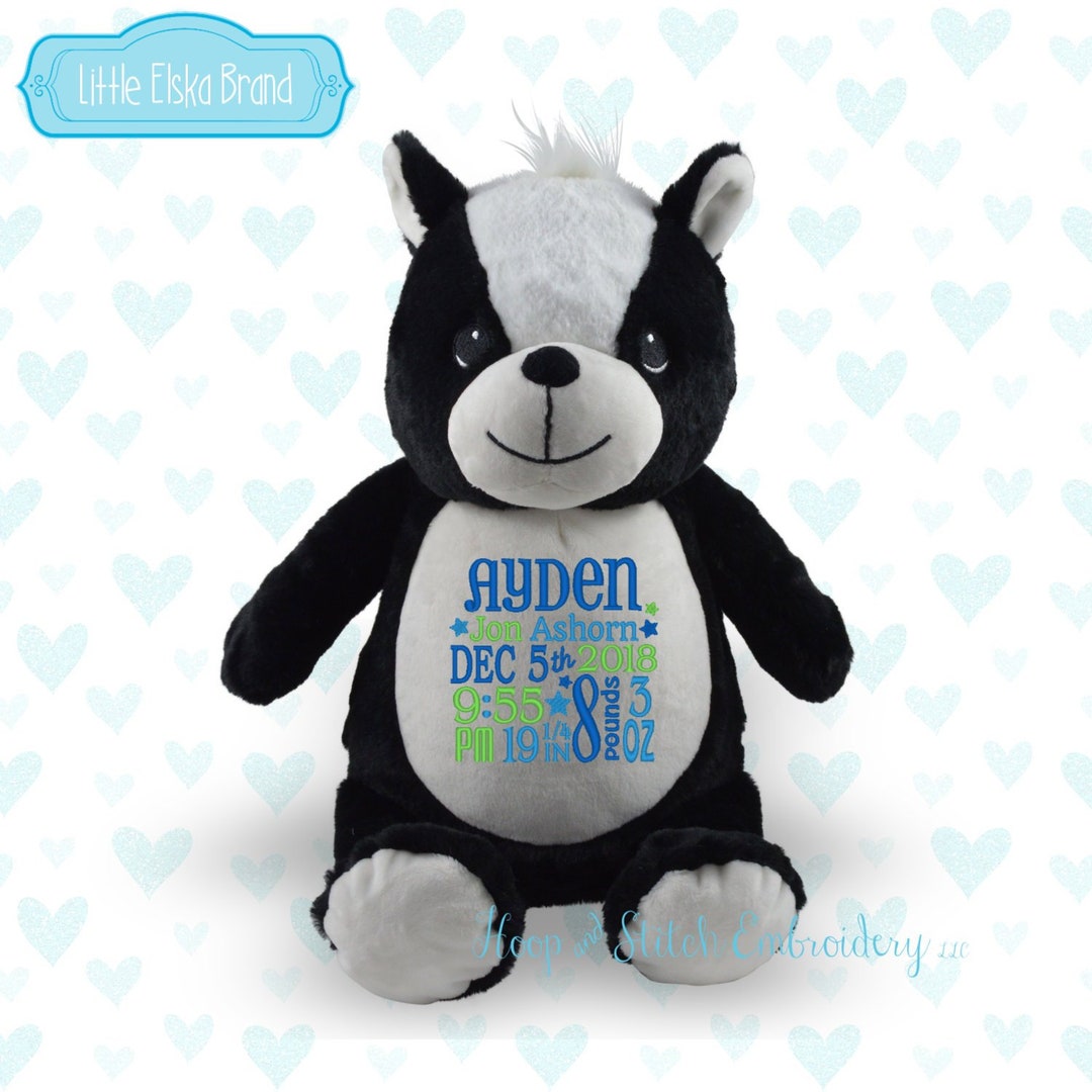 Skunk Personalized Stuffie Plush Keepsake Birth, Irthday, Graduation ...