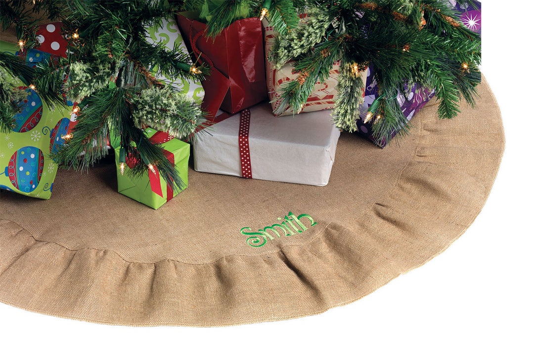 Burlap Tree Skirt, Monogram Tree Skirt, Christmas Tree Skirt, Tree ...