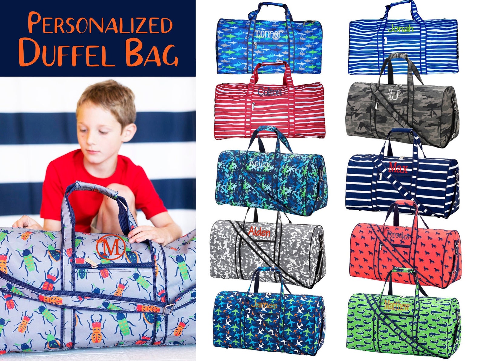 Boys Duffel Bag With Monogram Monogram Duffel Bag - Etsy