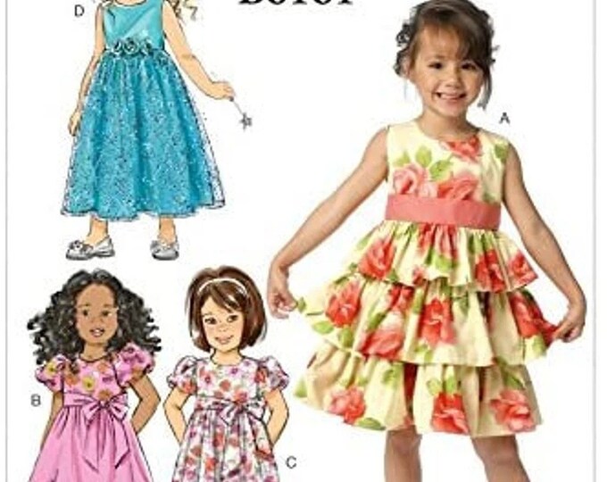 Children's/girls' Gathered-waist DRESSES, Sewing Pattern, Butterick ...