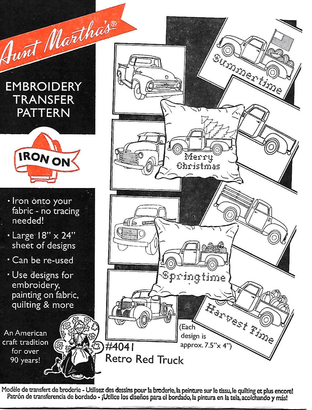 Retro Red Truck, Embroidery Pattern Aunt Martha's #4041, Hot Iron ...