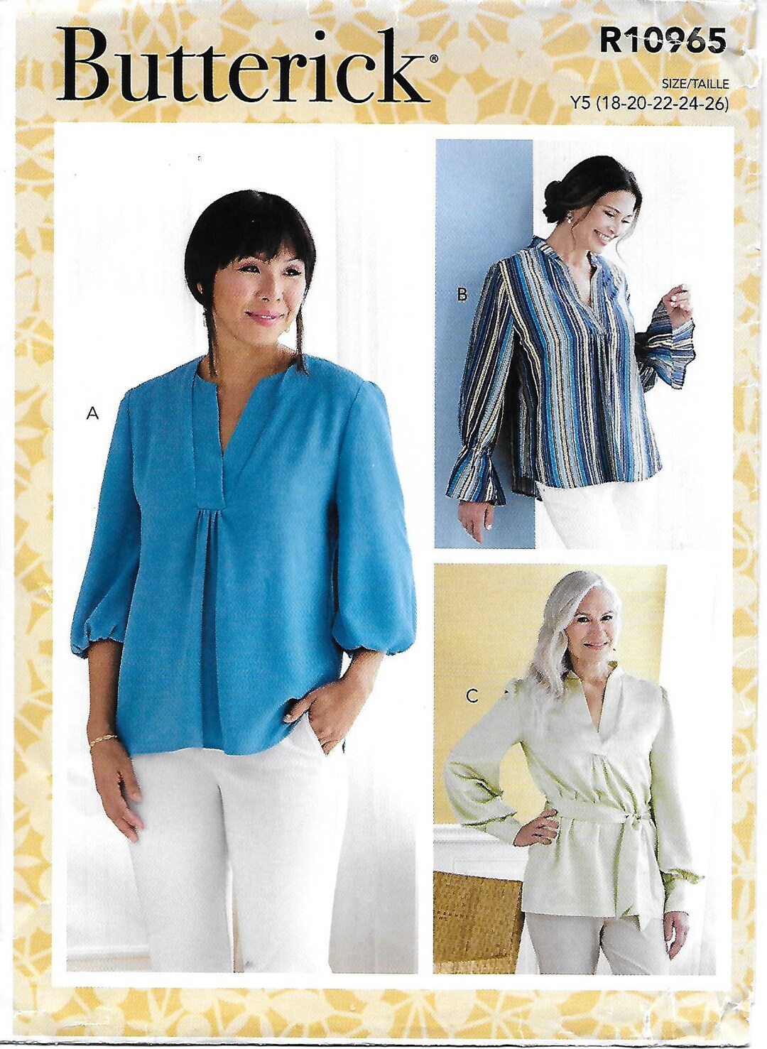 Misses' Top, Tunic & Sash, Sewing Pattern, Butterick R10965 / B6812 ...