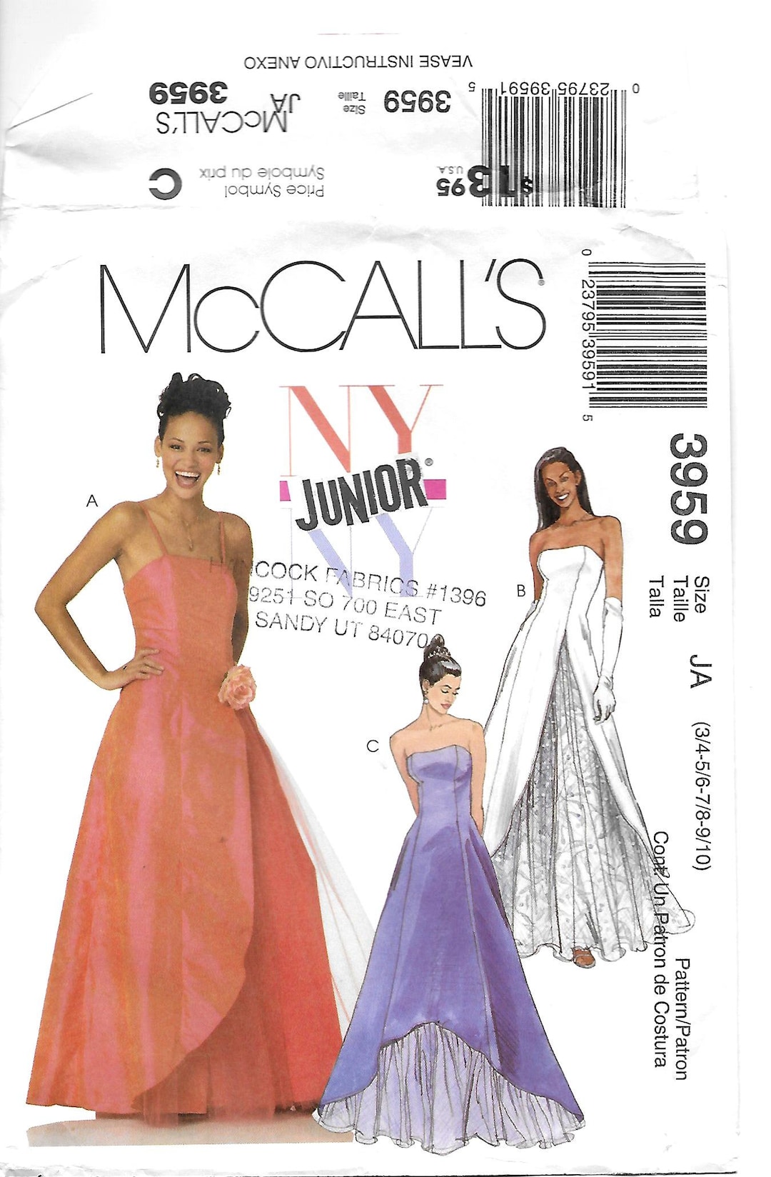 BEAUTIFUL DRESSES, Sewing Pattern Mccall's 3959, Formal, Special ...
