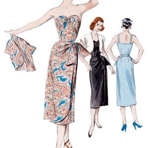 1950s Misses' Dress and Bolero Jacket, Reproduced Sewing Pattern ...
