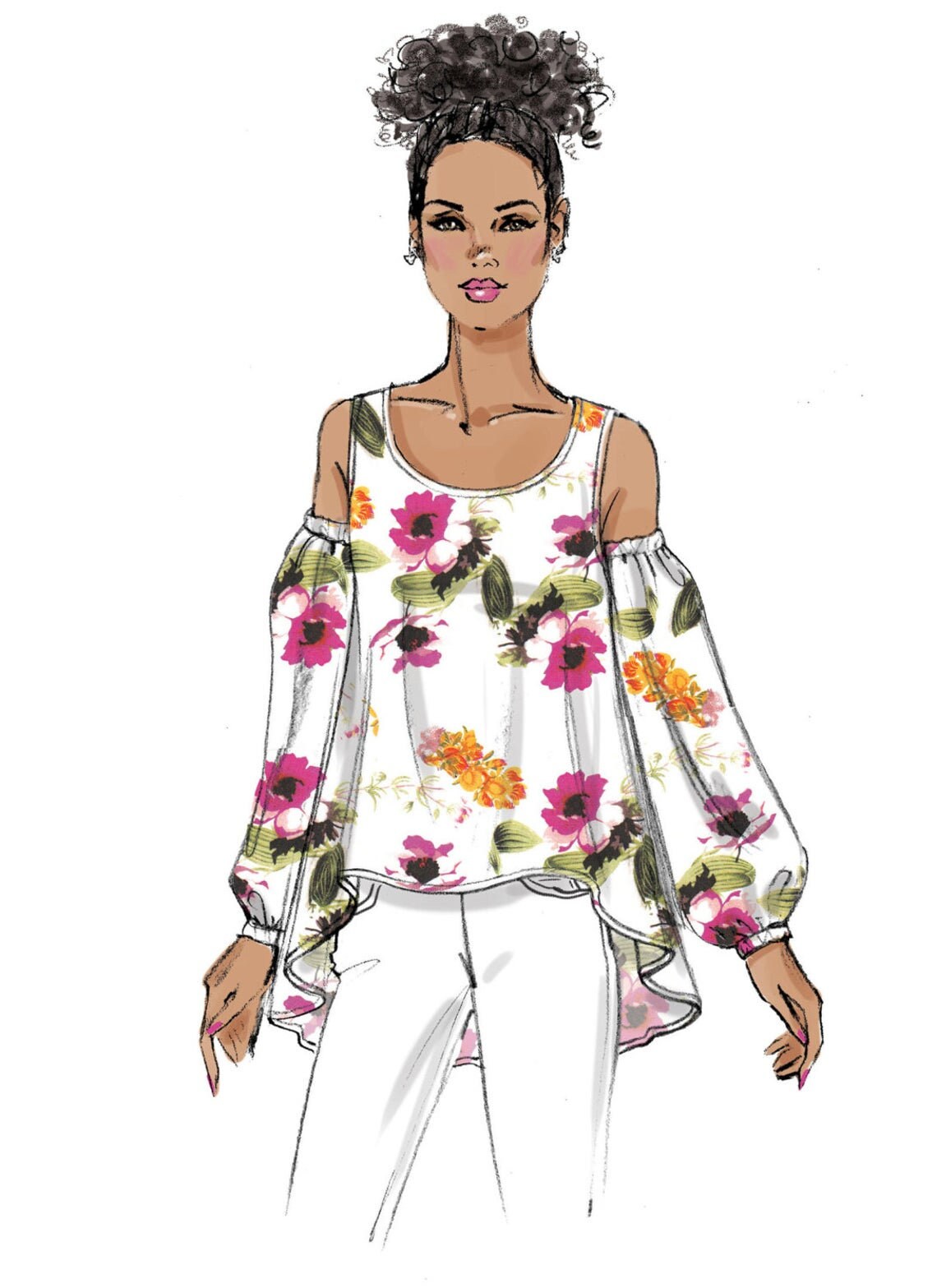 STYLISH Double-layer, Cold-shoulder or Notch-neck TOPS, Sewing Pattern ...