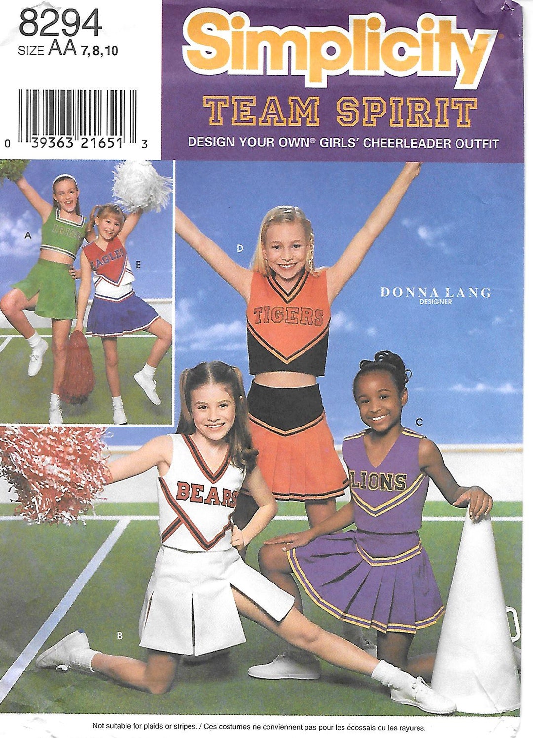 Cheerleader Costume Sewing Pattern By Simplicity 8298 Etsy