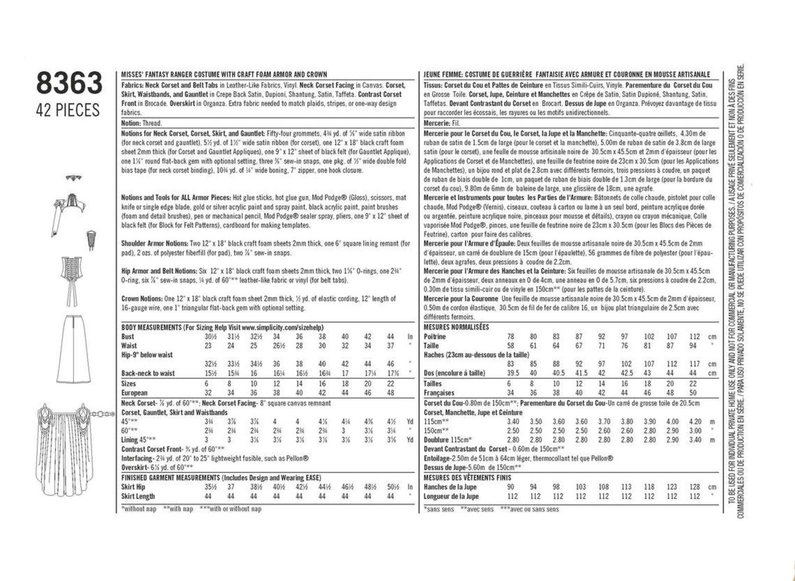 WARRIOR Fantasy Ranger Costume Sewing Pattern by Simplicity | Etsy