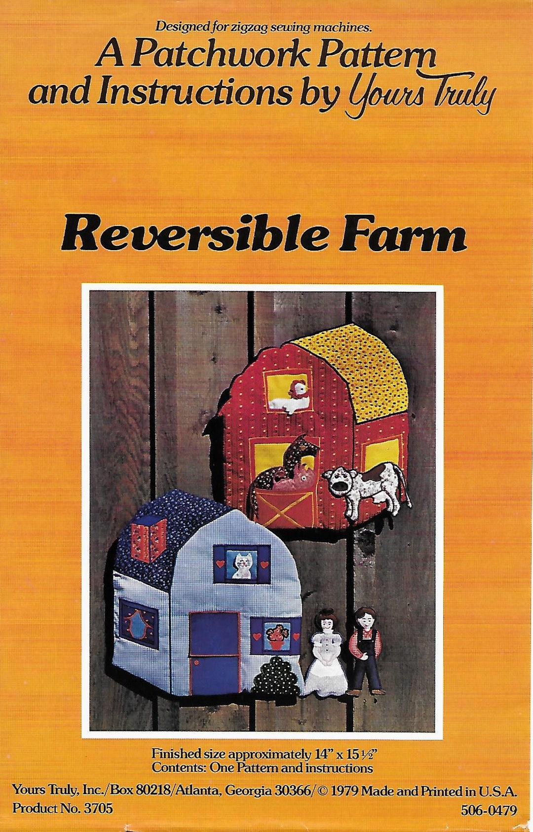 REVERSIBLE Barn and Farmhouse With 5 Animals and 2 People Patchwork ...