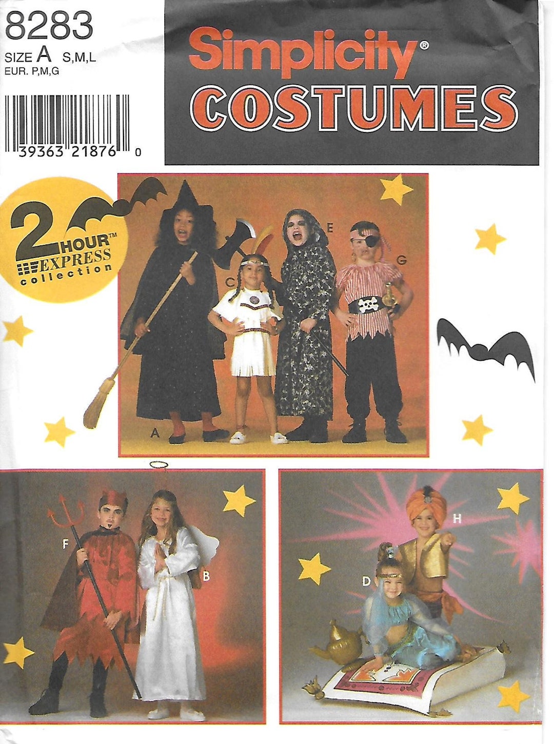 Children's COSTUME COLECTION Sewing Pattern, 2 Hour Express Simplicity Costumes 8283, Vintage ...