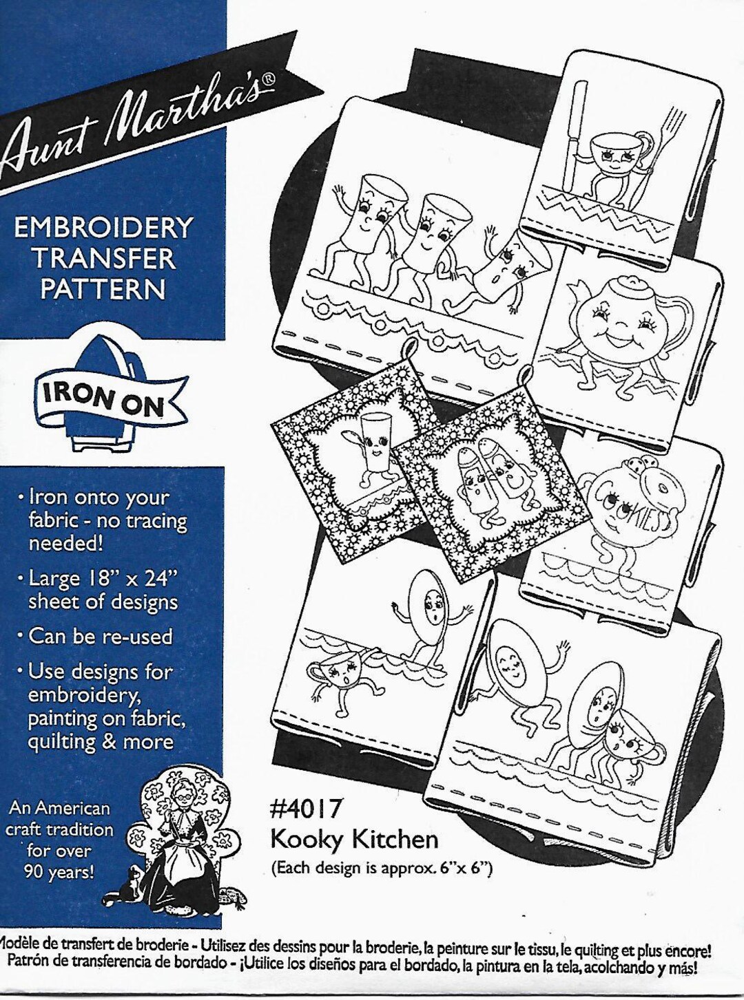 Kooky Kitchen, Pattern Aunt Martha's #4017, Hot Iron on Embroidery ...