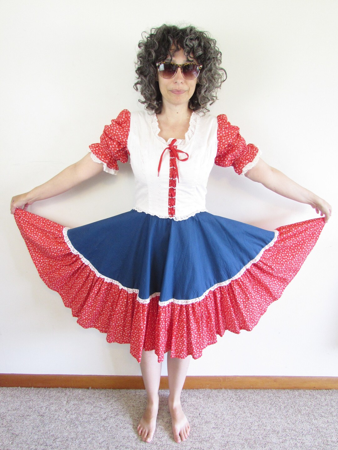 Vintage Square Dancing Dress 1970s 1980s Vintage Handmade Red - Etsy