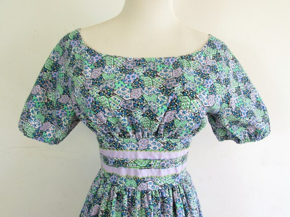 Vintage Patchwork Print Dress 1970s Vintage Handmade … - Gem