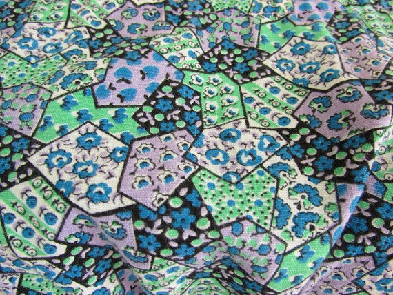 Vintage Patchwork Print Dress 1970s Vintage Handmade … - Gem