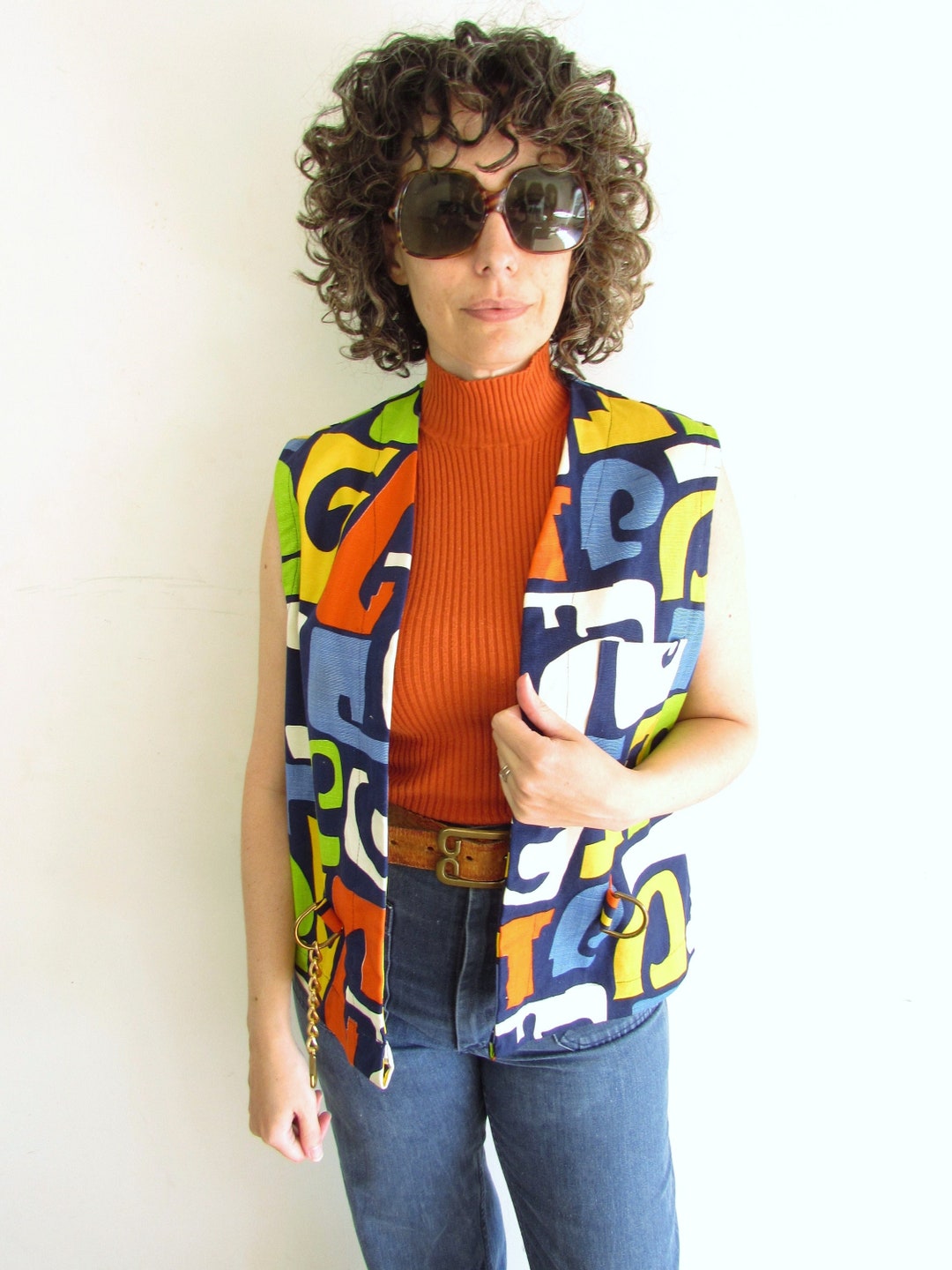 Vintage Psychedelic Hippie Vest 1960s Sears Summer of Love Colorful ...