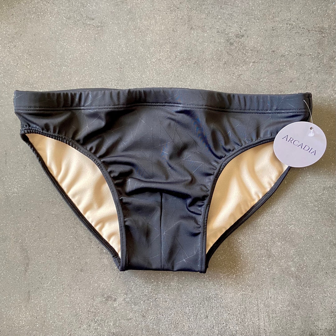 Geometric Embossed Black Swim Brief- Mens Black Swim Brief, Mens Swim ...