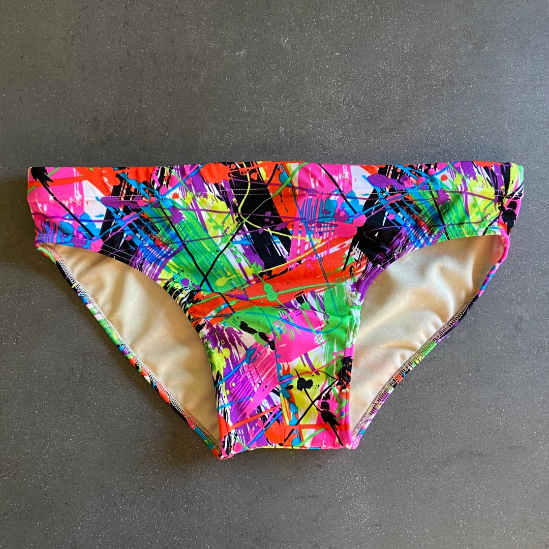 Retro Party Swim Brief, Men;'s Swimwear, Men's Swim Brief - Etsy