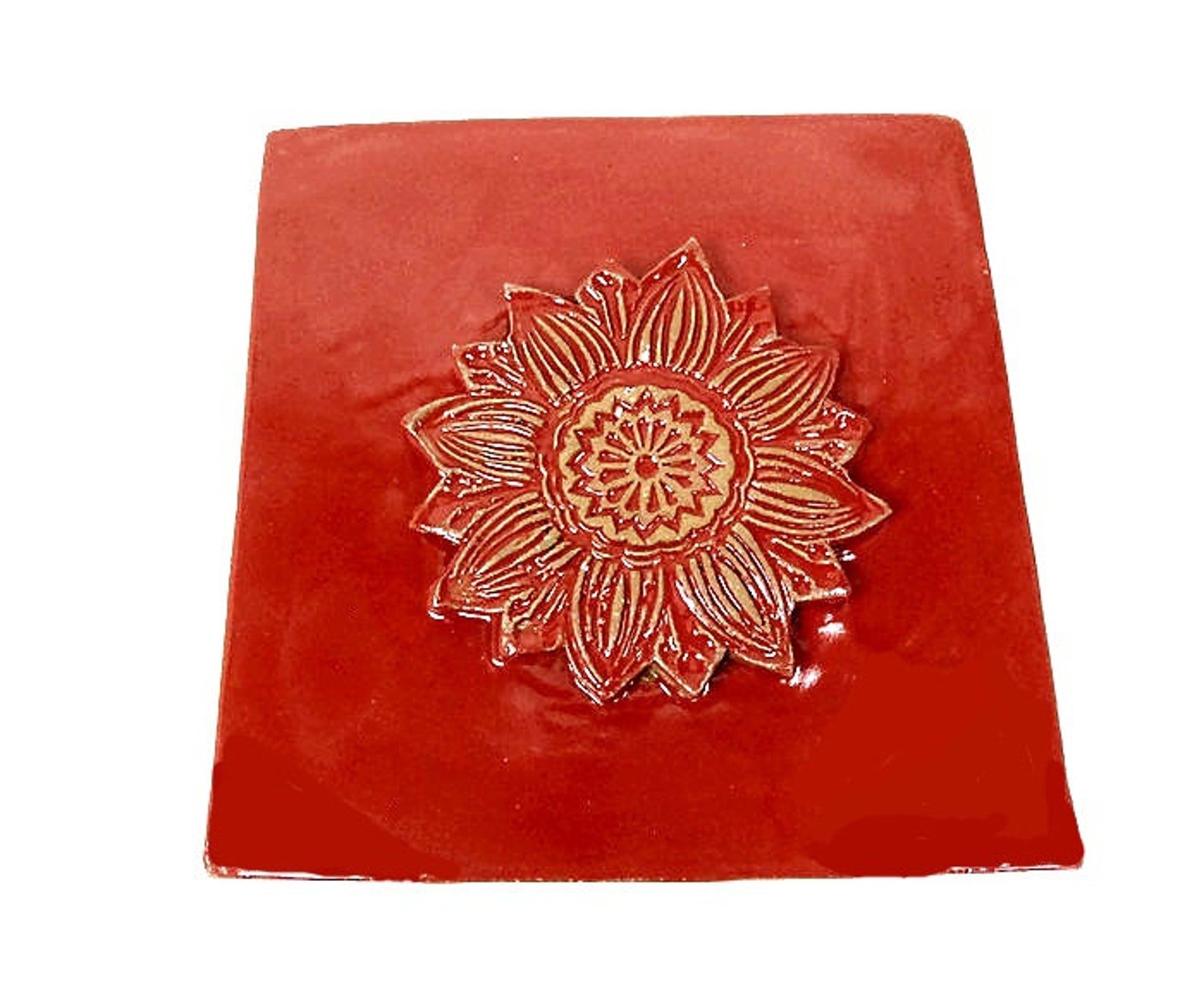 Ceramic Tile, Decorative Flower Tile, Sunflower Decor, Ceramic Wall Art ...