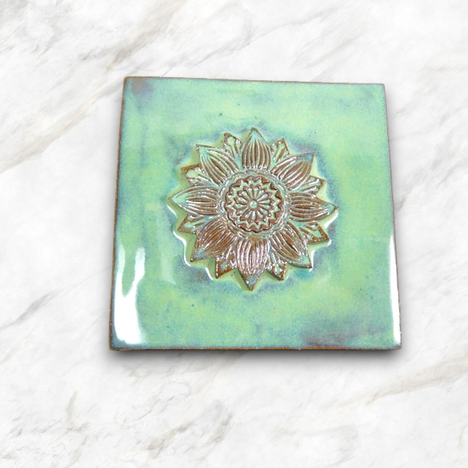 Ceramic Tile, Decorative Flower Tile, Sunflower Decor, Ceramic Wall Art ...