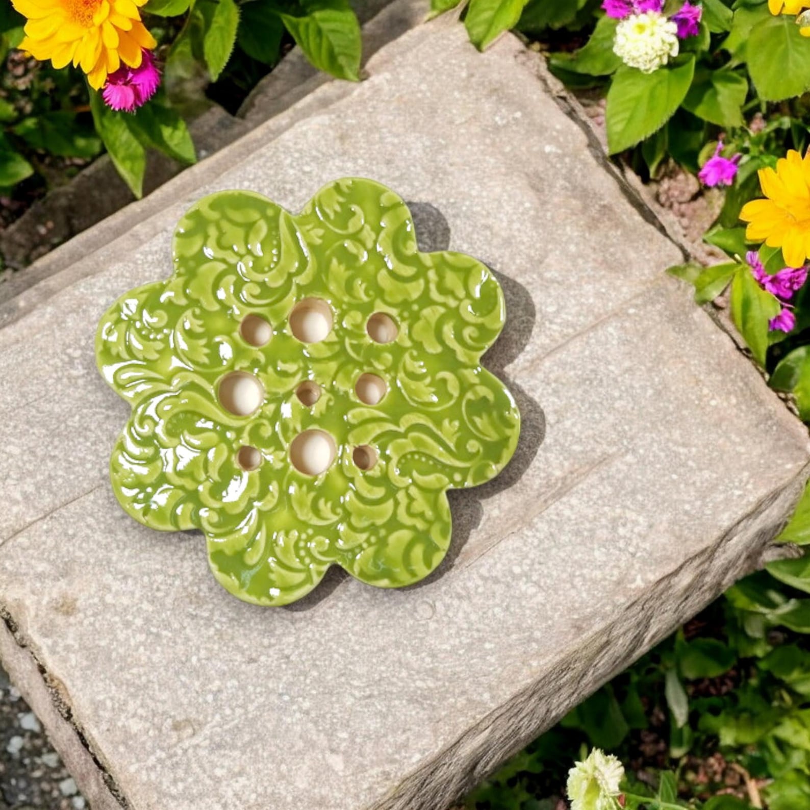 Ceramic Flower Frog for Mason Jars, Decorative Lid Vase, Handmade Gift ...