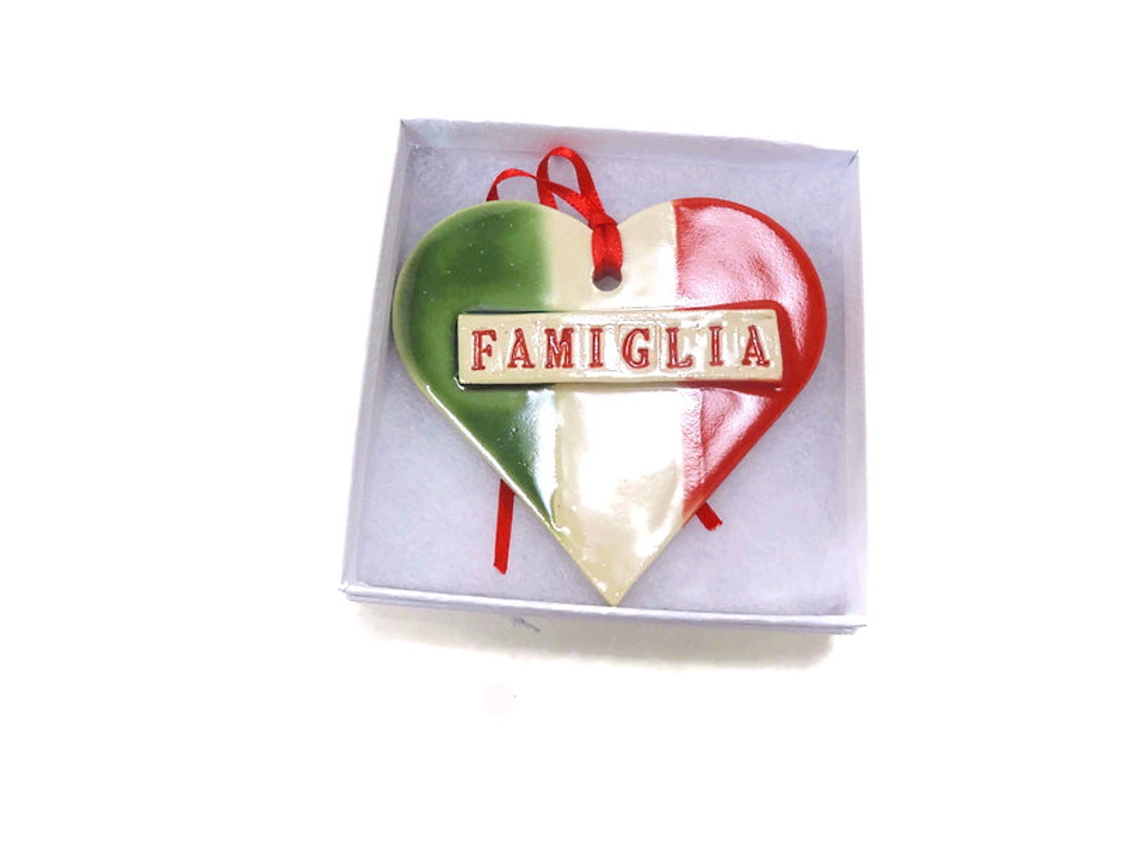 Famiglia Heart Ornament Italian Flag Italian Ornament | Etsy