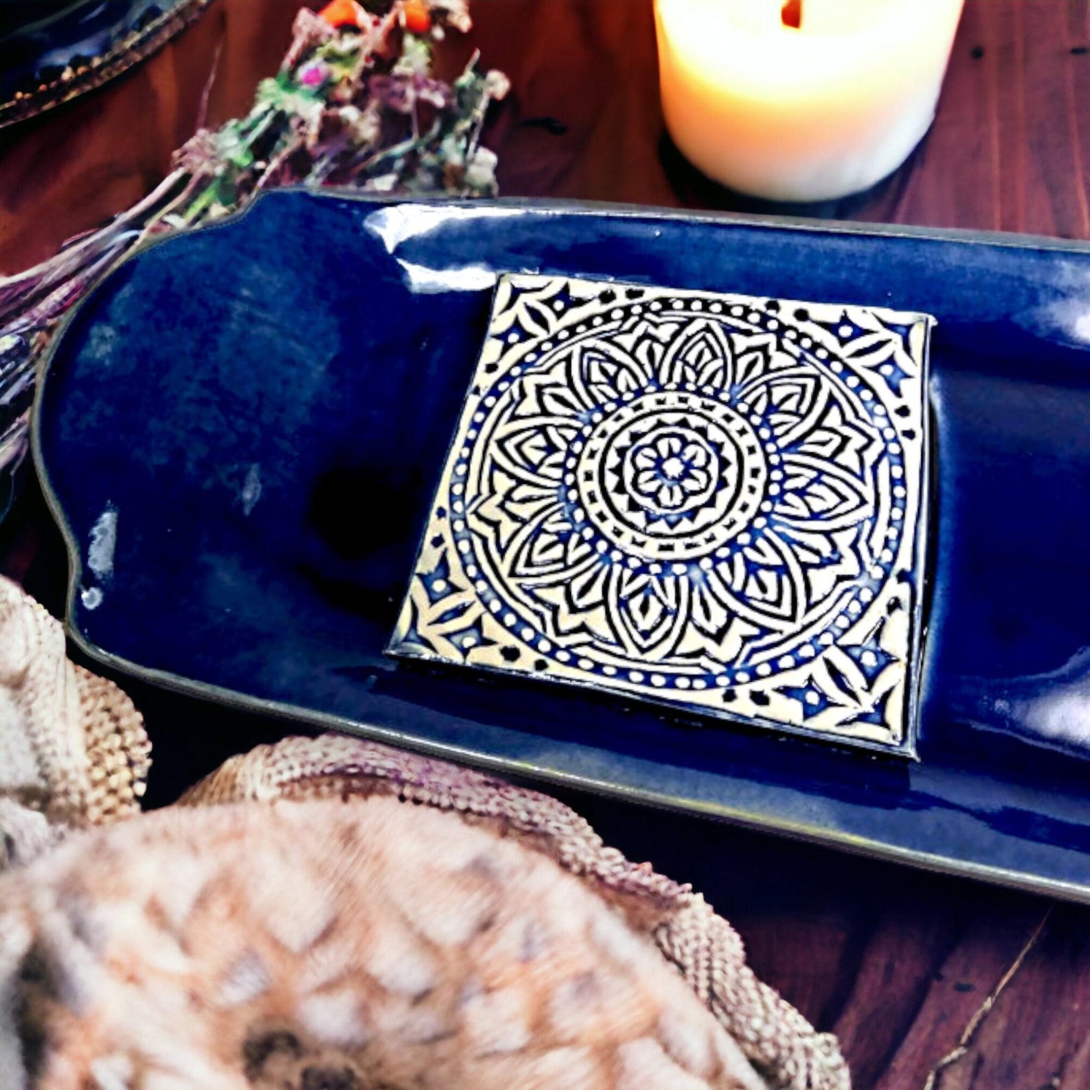 Zen Dish, Mandala Plate, Bohemian Decor, Crystal Collector Gift ...