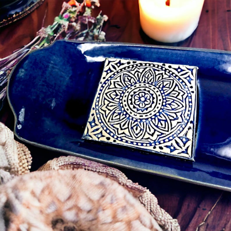 Zen Dish, Mandala Plate, Bohemian Decor, Crystal Collector Gift ...