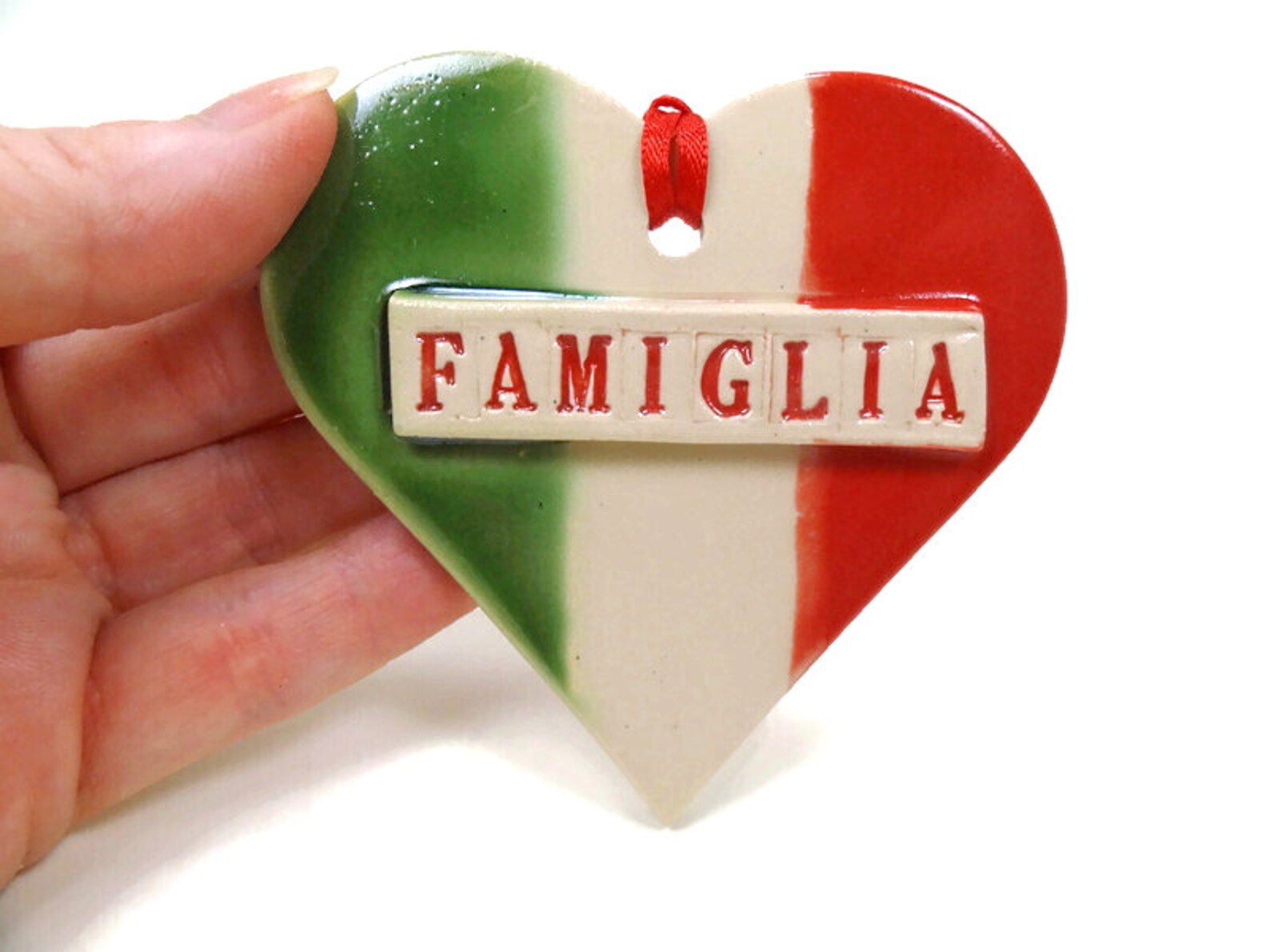 Famiglia Heart Ornament Italian Flag Italian Ornament | Etsy