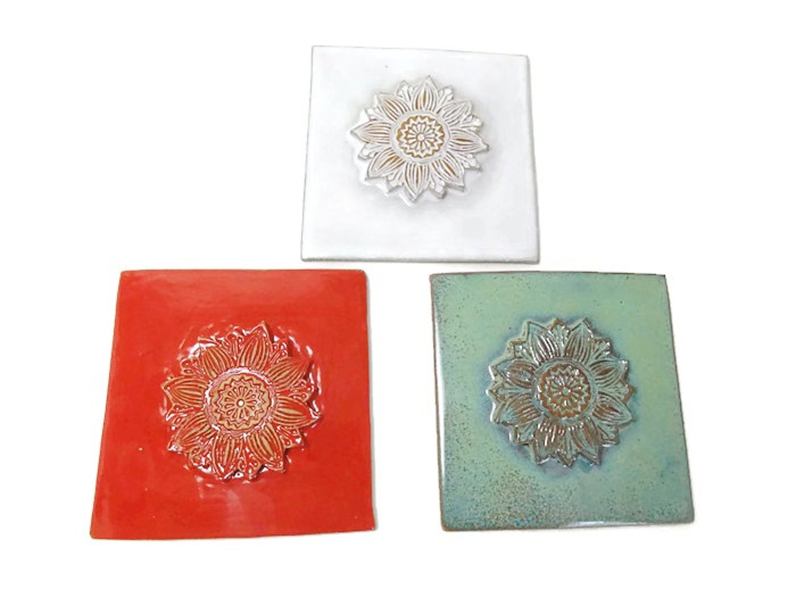 Ceramic Tile Decorative Flower Tile Sunflower Decor Ceramic | Etsy