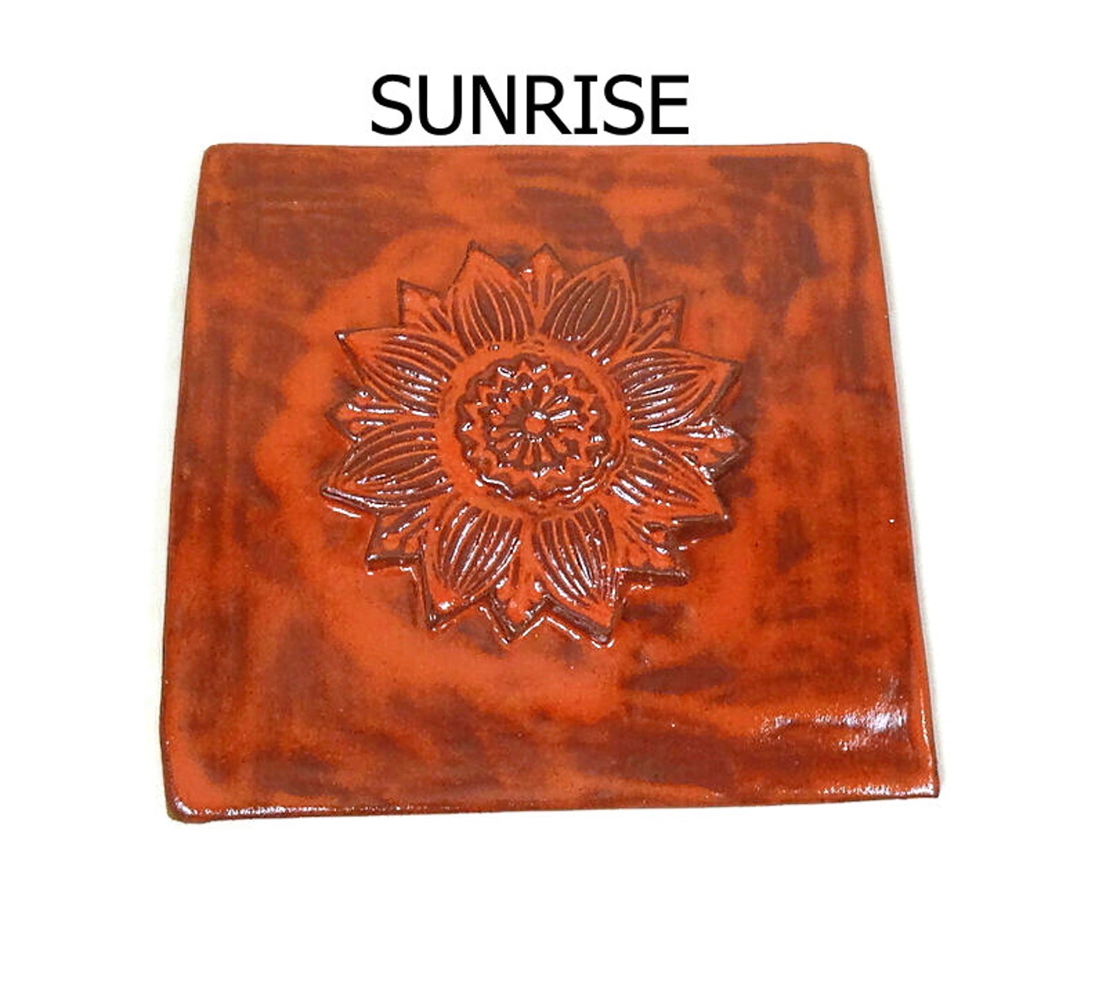 Ceramic Tile, Decorative Flower Tile, Sunflower Decor, Ceramic Wall Art ...