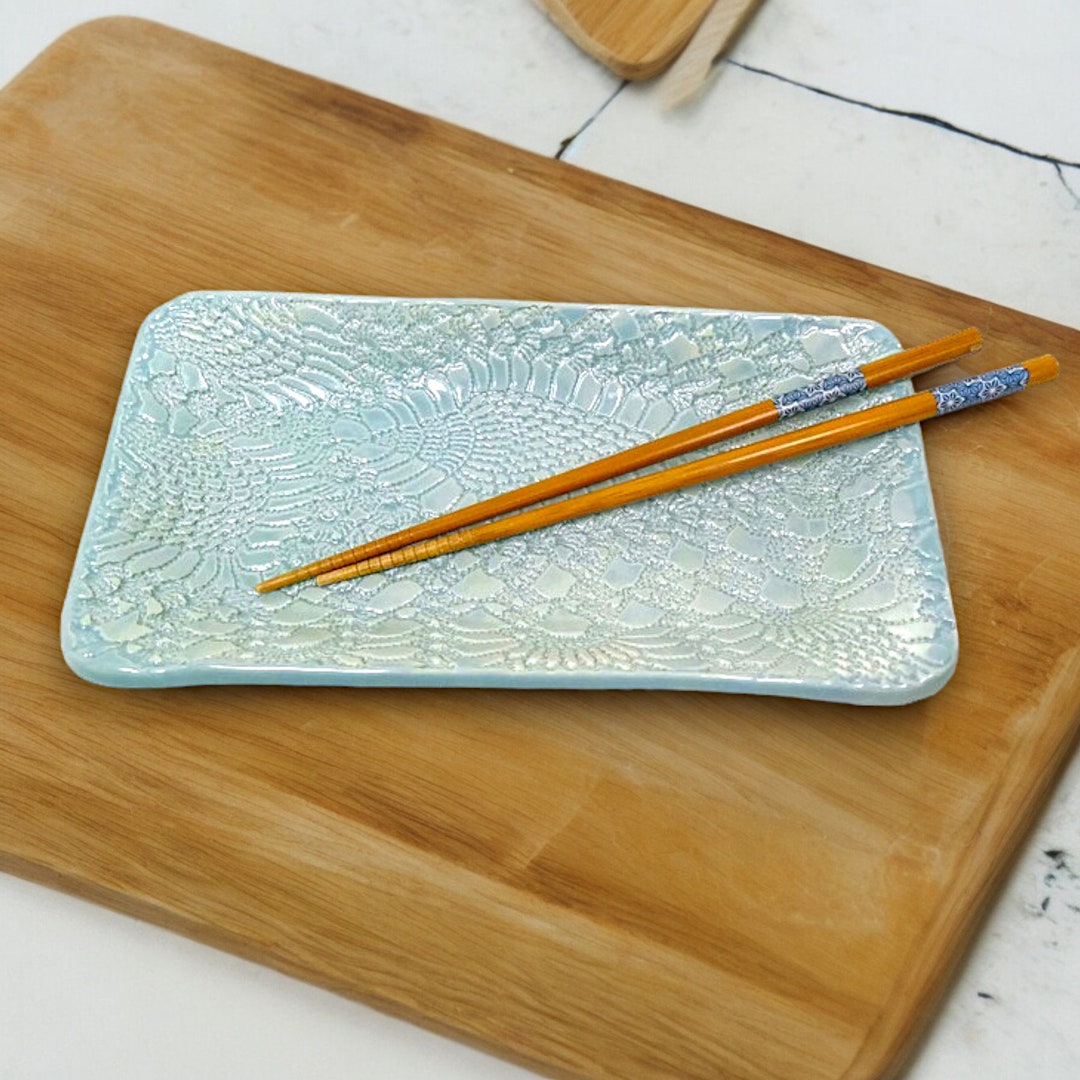 Blue Pottery Dish, Ceramic Plate, Jewelry Tray, Dessert Dish, Blue ...